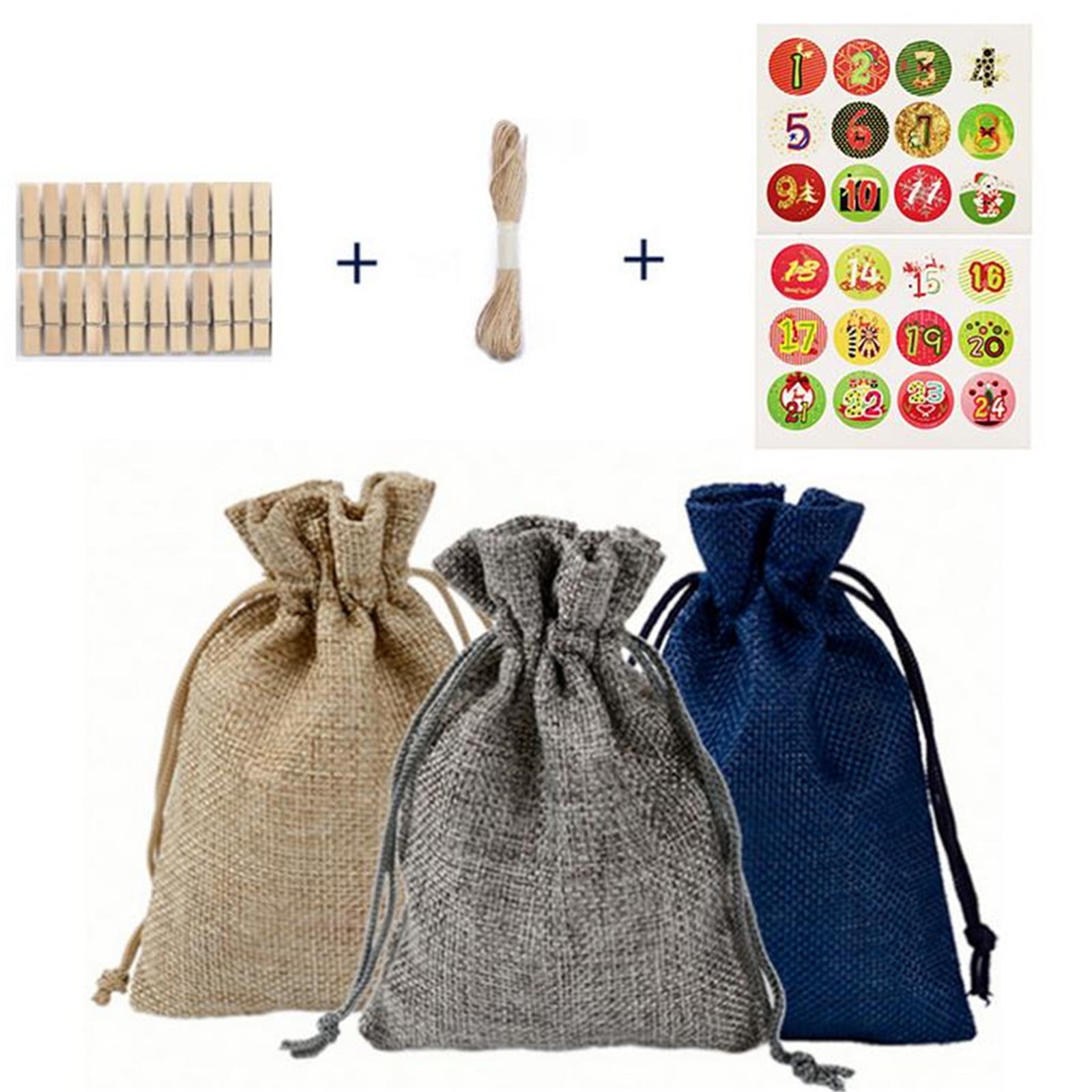 Bundle Jute Gift Bag 3 Color Set Christmas Gift Candy Bag 24pcs ...