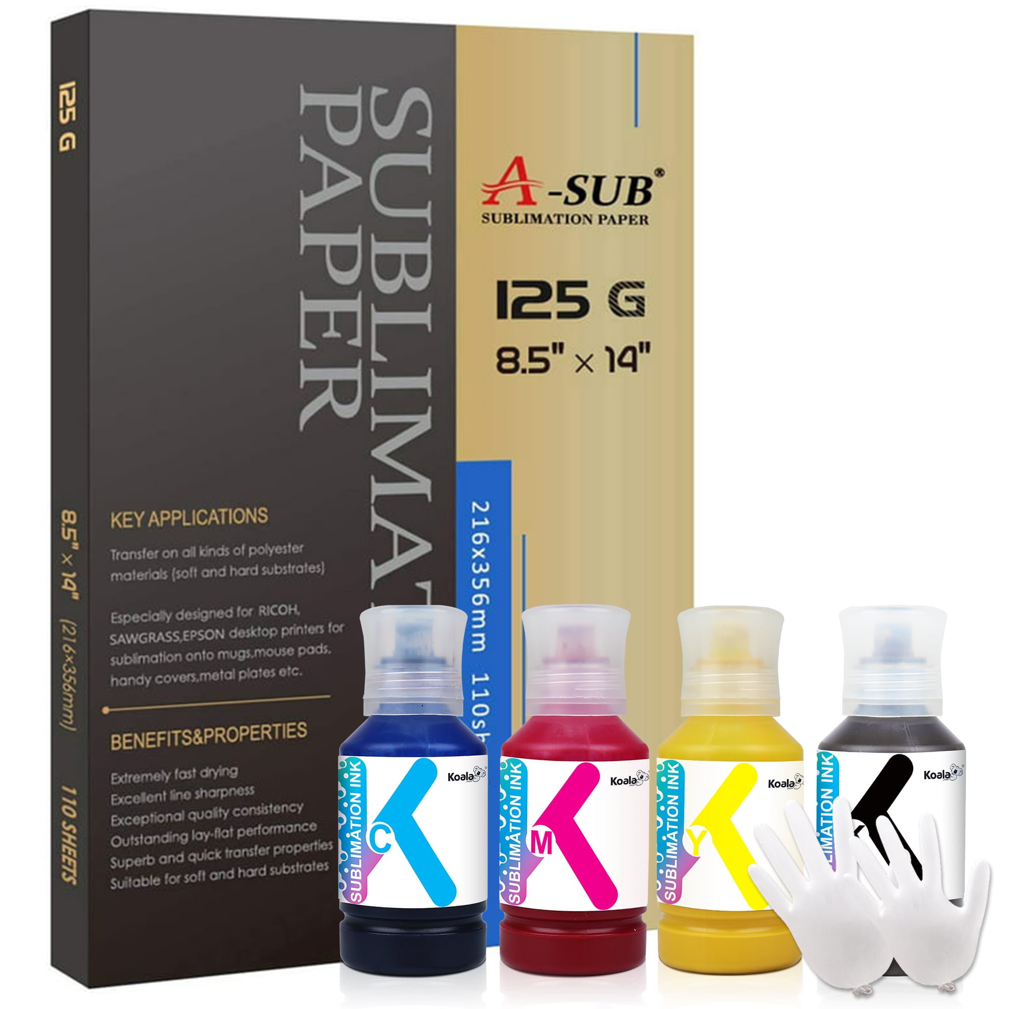 Bundle Kit A-SUB Sublimation Paper 8.5x14 125g and 600ML Auto-fill ...