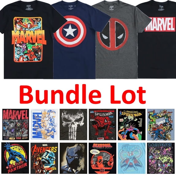 Bundle Lot of 4 Men's Action Super Hero Licensed T-Shirts (Small, Multi ...