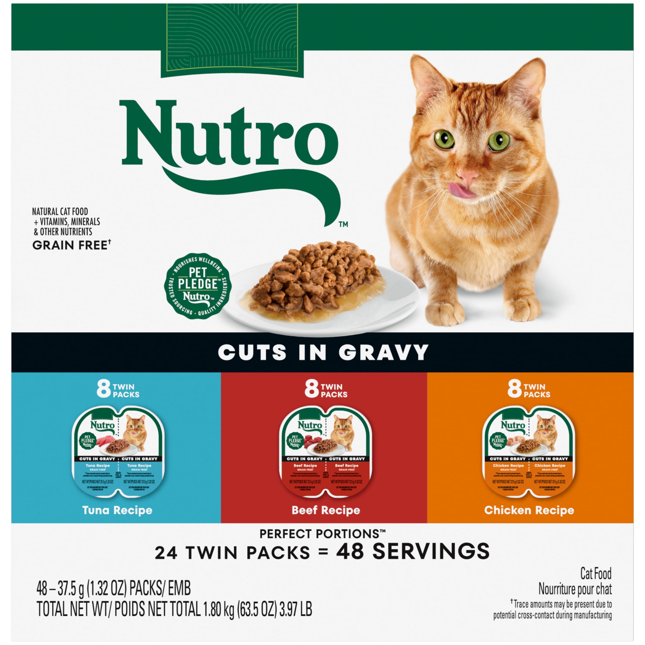 Bundle: NUTRO Grain Free Wet Cat Food Cuts in Gravy Beef, Tuna ...