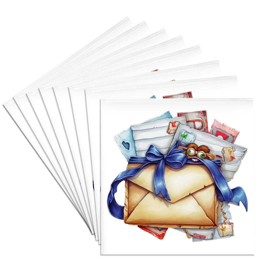 3drose, Bundle of Letters Tied with a Blue Ribbon Illustration, Set of ...