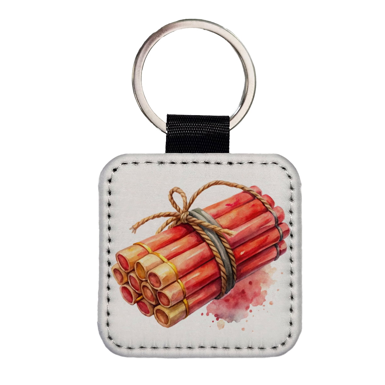 Bundle Of Sticks Of Dynamite Watercolor Faux Leather Square Keychain - Walmart.com