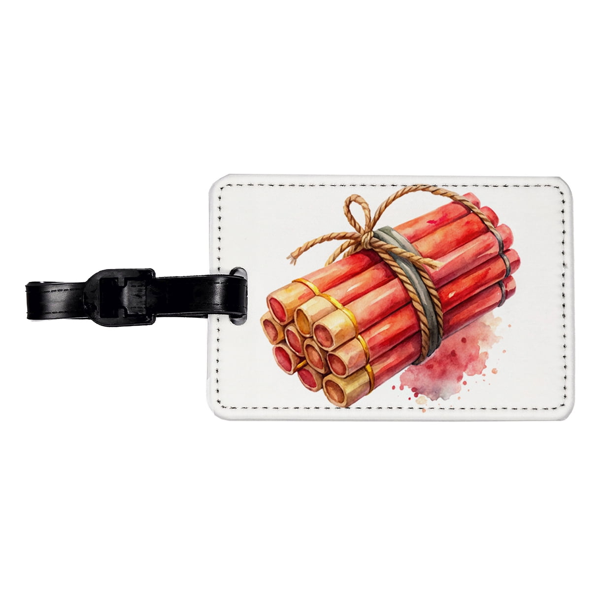 Bundle Of Sticks Of Dynamite Watercolor Faux Leather Travel Luggage Tag ...