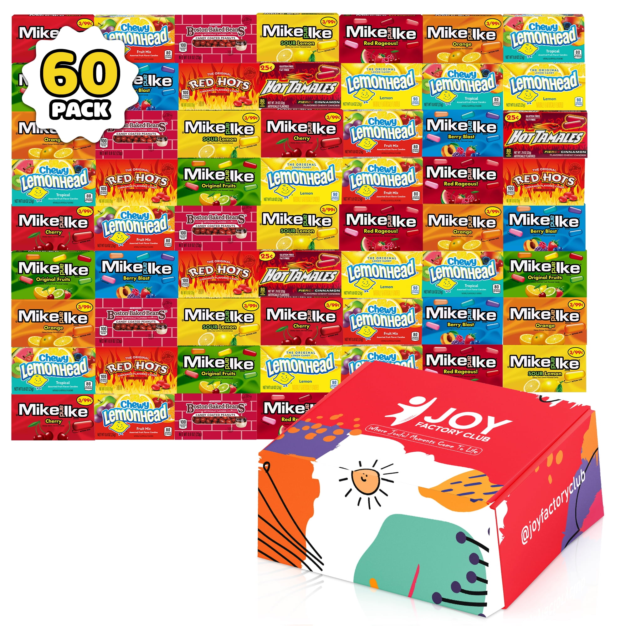Bundle Pack of 60 - Assorted Candy Boxes of Mike & Ike, Lemonheads, Hot Tamales, Boston Bake ...