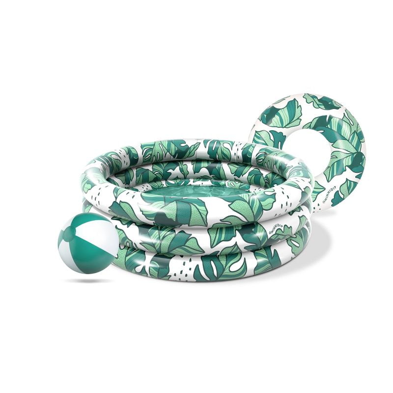 Bundle Pool Beach Ball Ring Float 125 gal Round Kiddie Pool - Banana ...