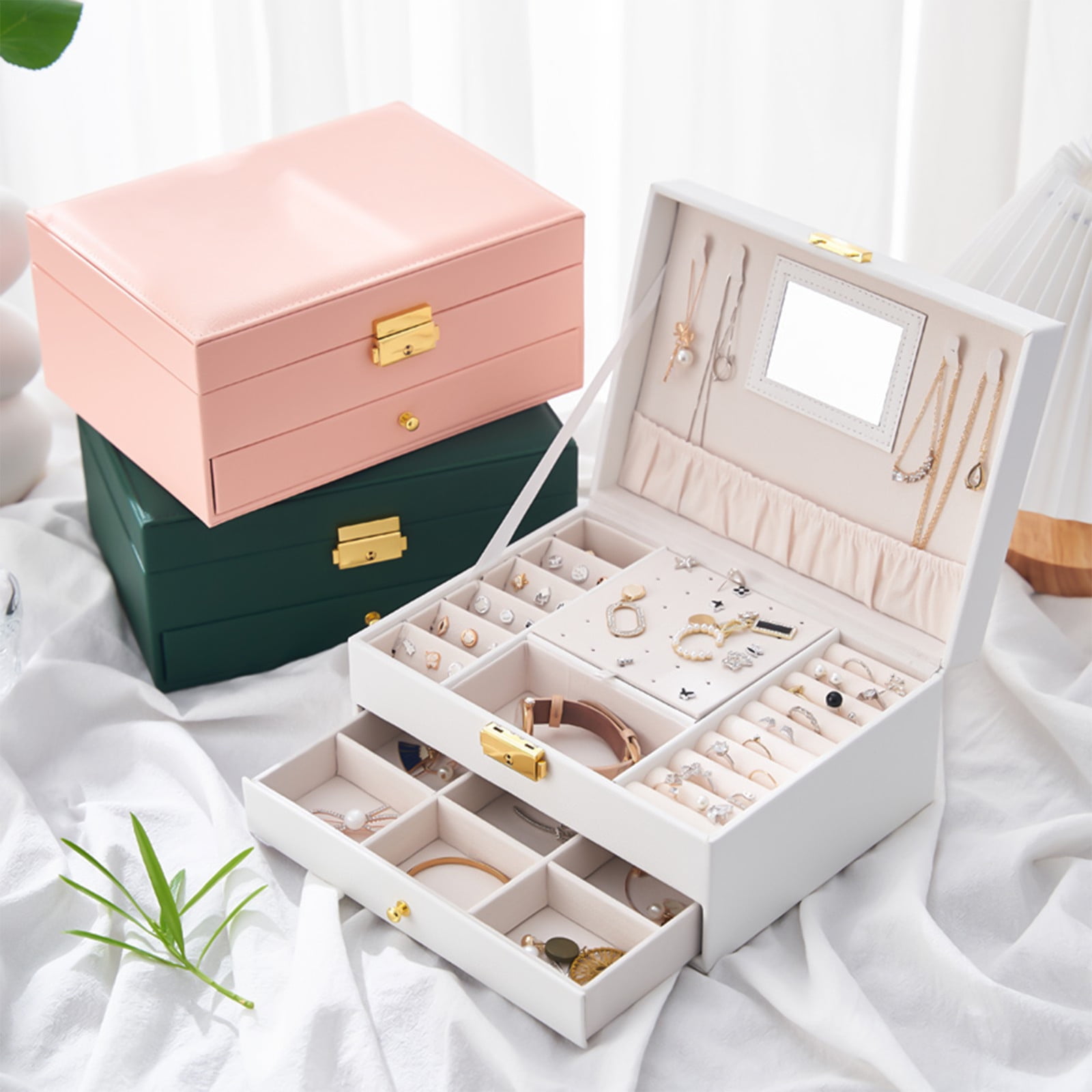 Bundle and Save, Jewelry Box With Lock, Mirror Organizer, 2 Display ...