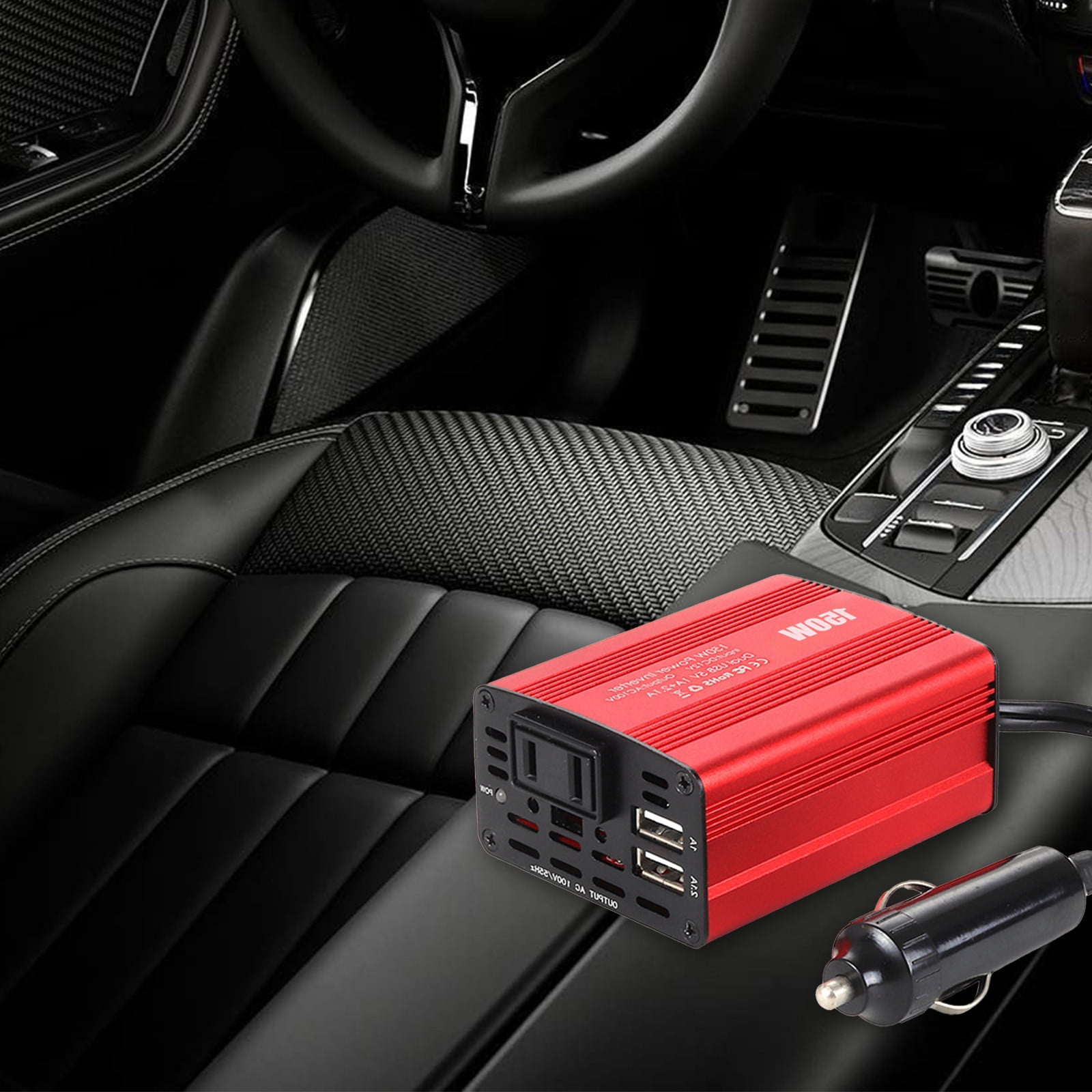 Bundle & Save, Red Car Inverter 150W, High-Power Booster, Twin USB ...