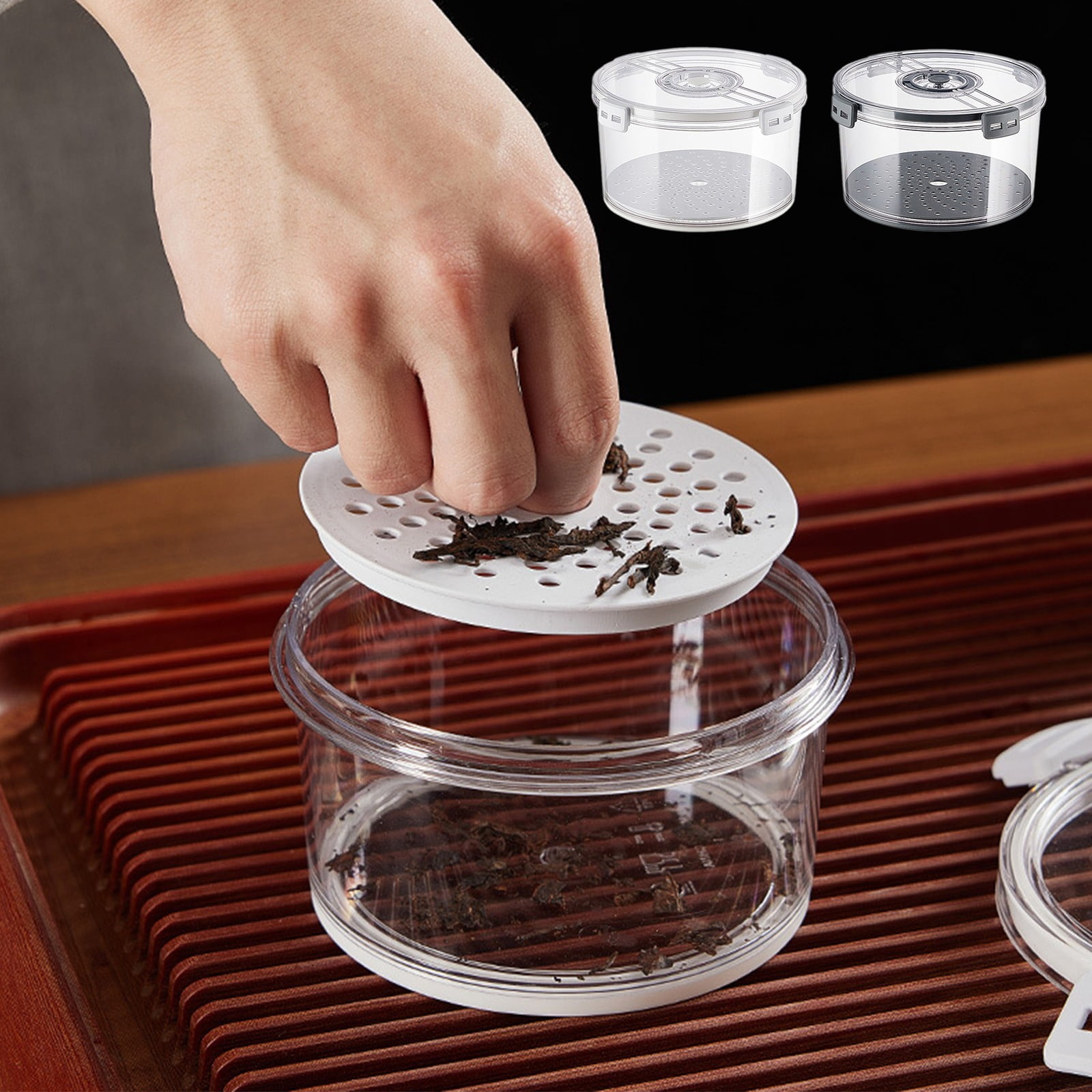 Bundle and Save, Transparent Round Storage Box, Damp Proof Tea ...