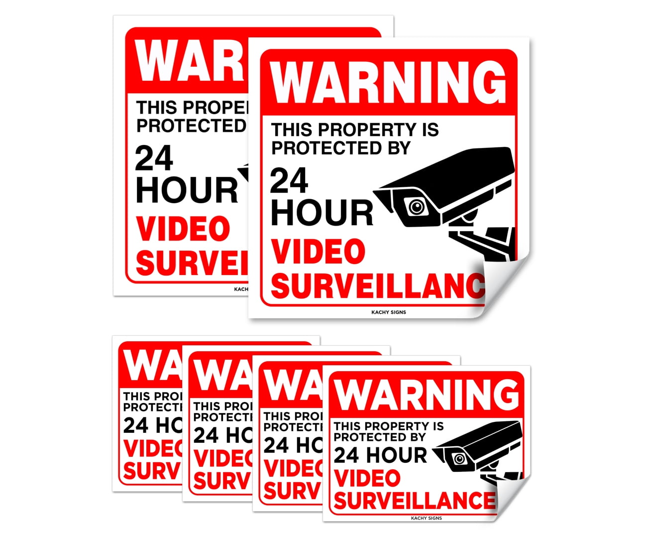 Bundle (Set of 6) Warning - 24 HR Video Surveillance Sign - (2) 6"x6 ...