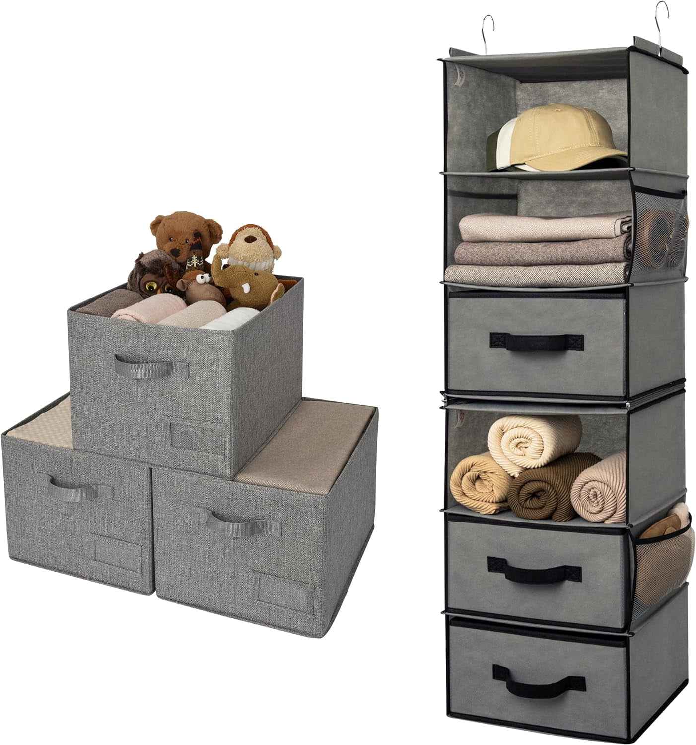 Bundle of 1-Pack Hanging Clothes Storage Organizer & 3-Pack Storage ...