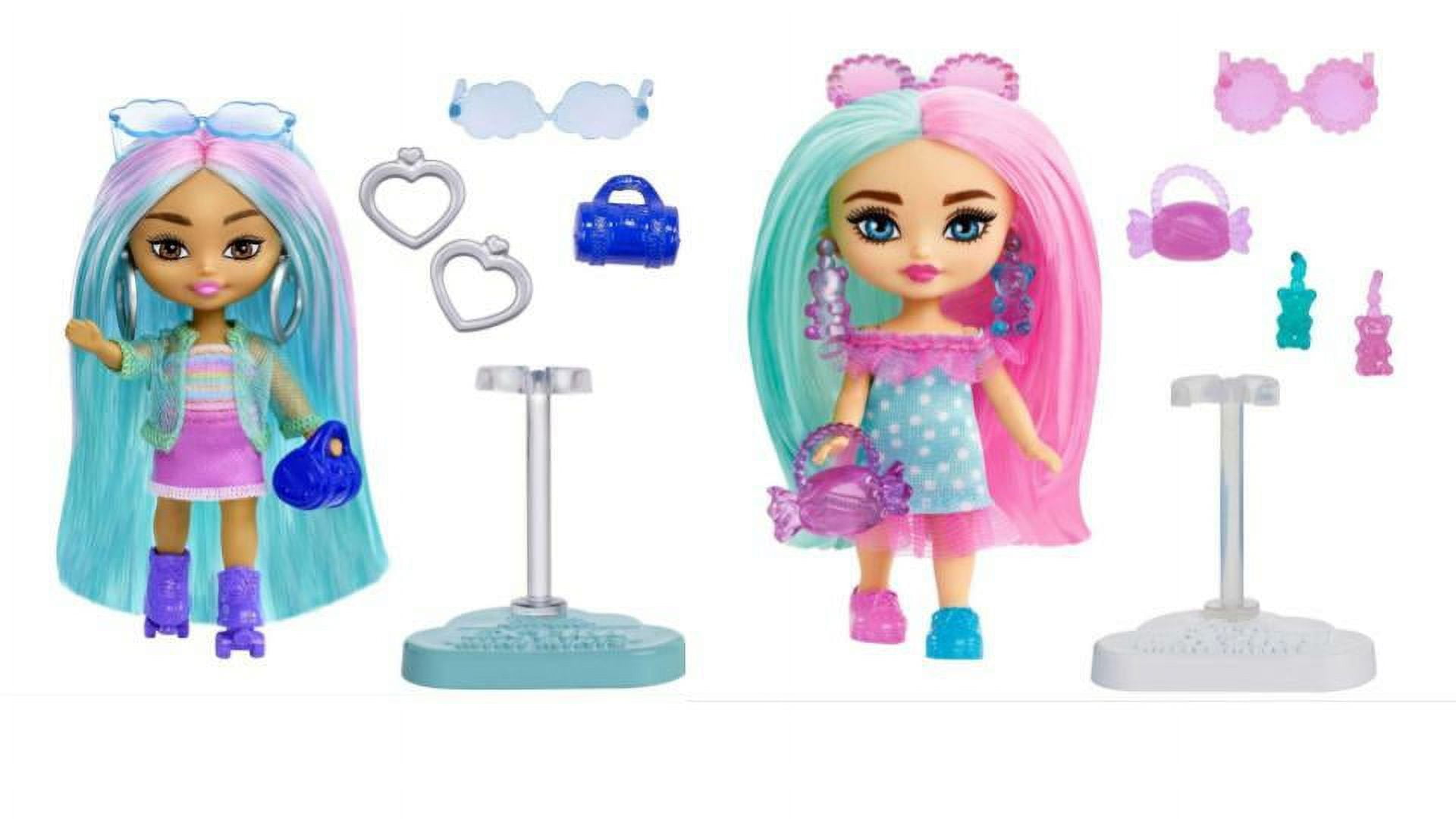 Bundle of 2 | Barbie Extra Mini Minis Doll - Blue Hair Sporty Outift ...
