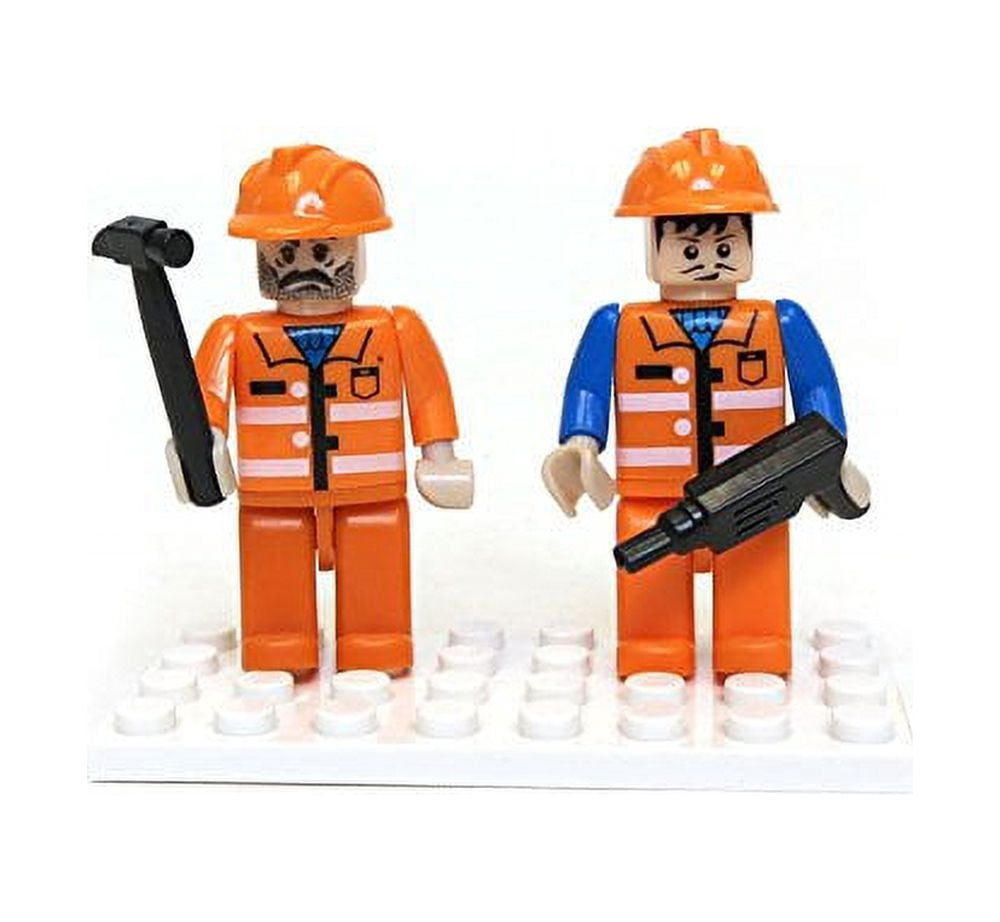 Bundle of 2 |Brictek Mini-Figurines (2 pcs Construction & 3 pcs Fire ...