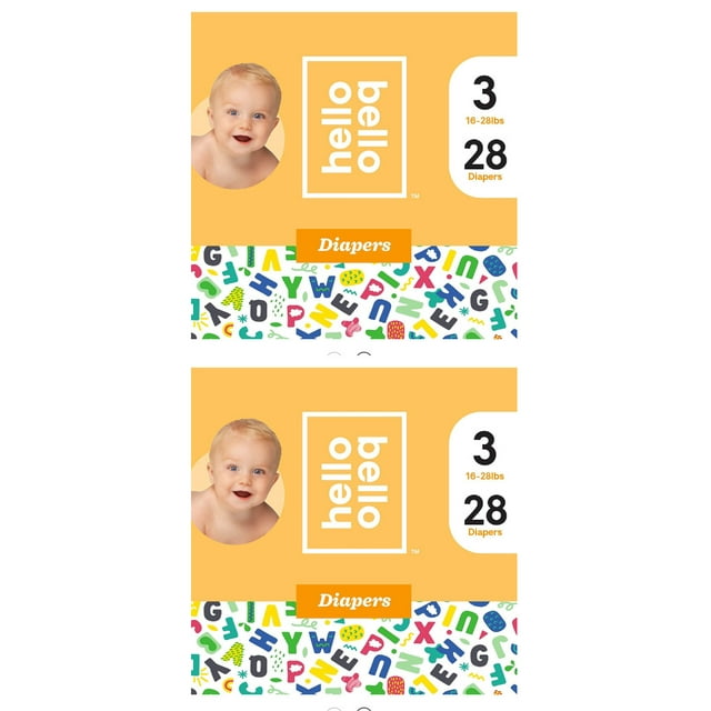 (Bundle of 2 )Hello Bello Diapers, Alphabet Soup Design Size 3-28 CT ...