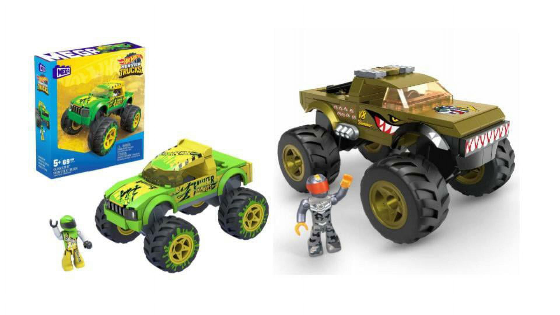 Bundle of 2 |Mega Hot Wheels Monster Truck Building Sets (Gunkster & V8 ...
