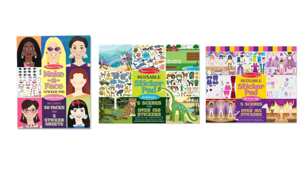 Bundle of 3 |Melissa Doug Reusable Sticker Pad (Make-a-Face, Dress-Up ...