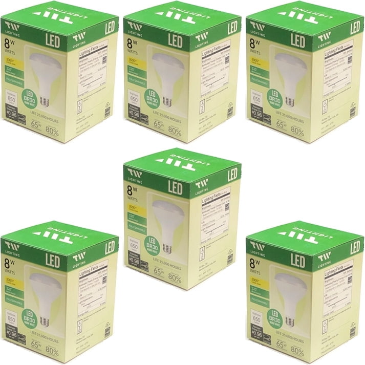 Bundle of 6 Packs - TW Lighting 8W LED BR30 Flood Light Bulb Fully ...