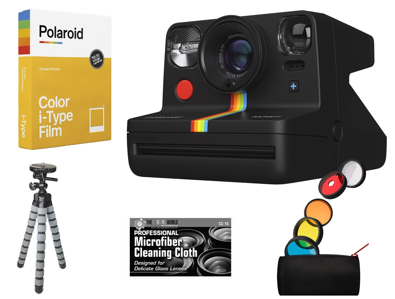 Polaroid Now+ Bluetooth I-Type Instant Film Camera, Table Tripod, Pack ...