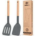 Bundlepro Heat Resistant Silicone Kitchen Utensils Set, 2 Pack Solid & Slotted Spatulas with ...