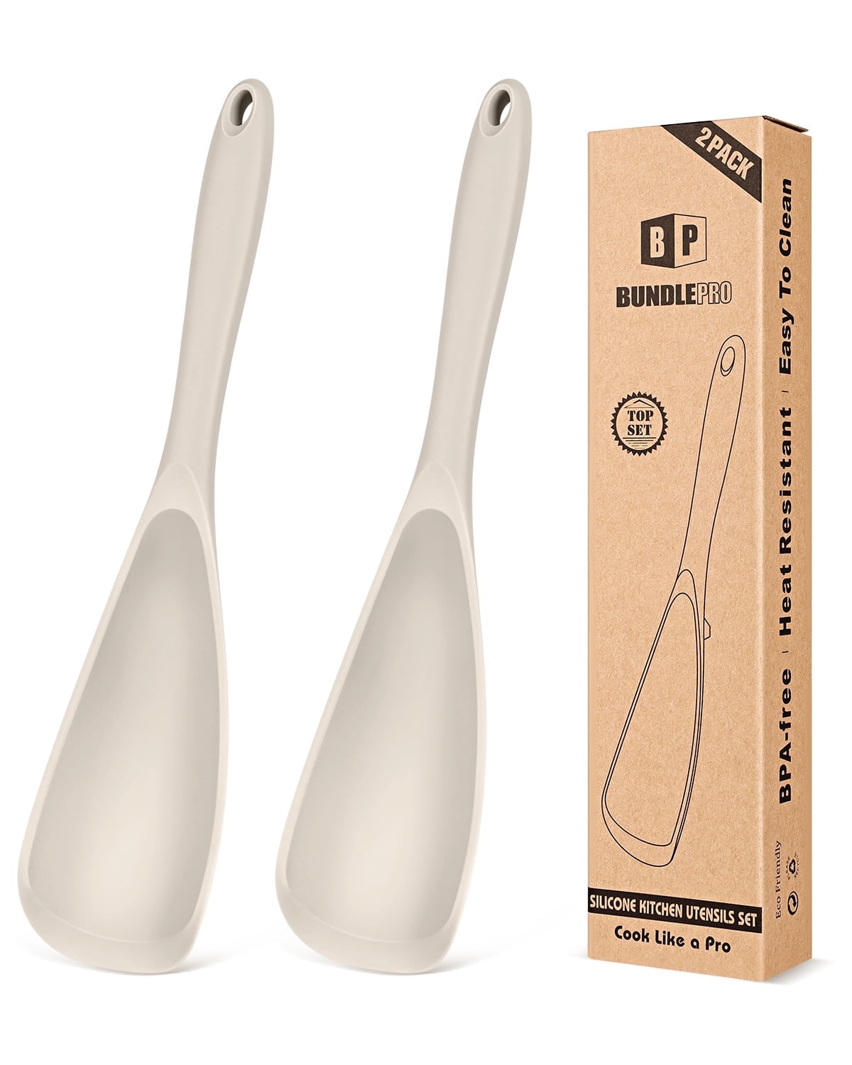Bundlepro 2 Pack Silicone Cooking Spoons with Bulge, Multifunction ...