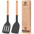 Bundlepro 2-Pack Silicone Cooking Spatulas, Solid Slotted Turners with ...