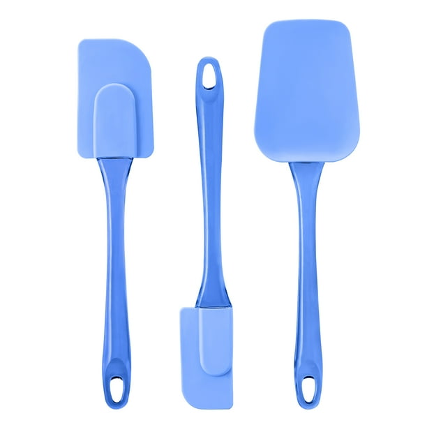 Bundlepro 3 Pack Small Silicone Spatula Set,Non-Stick Flexible Rubber Spatulas for Cooking, Blue ...