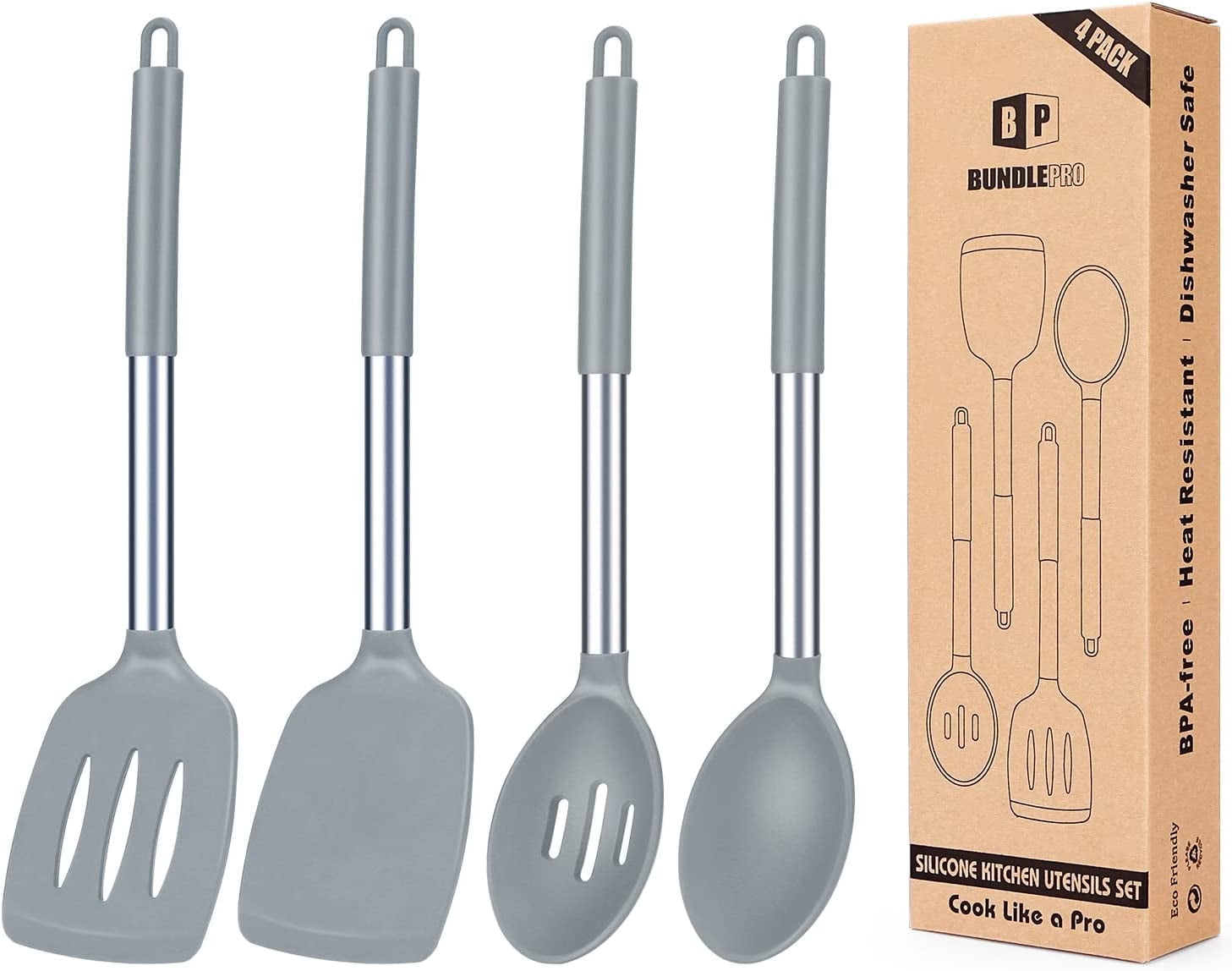 Bundlepro Silicone Kitchen Cooking Utensils Set, BPA-Free, Food-Grade ...