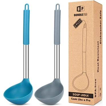 Bundlepro Pack of 2 Silicone Slot and Solid Cooking Spoons, Non Stick ...