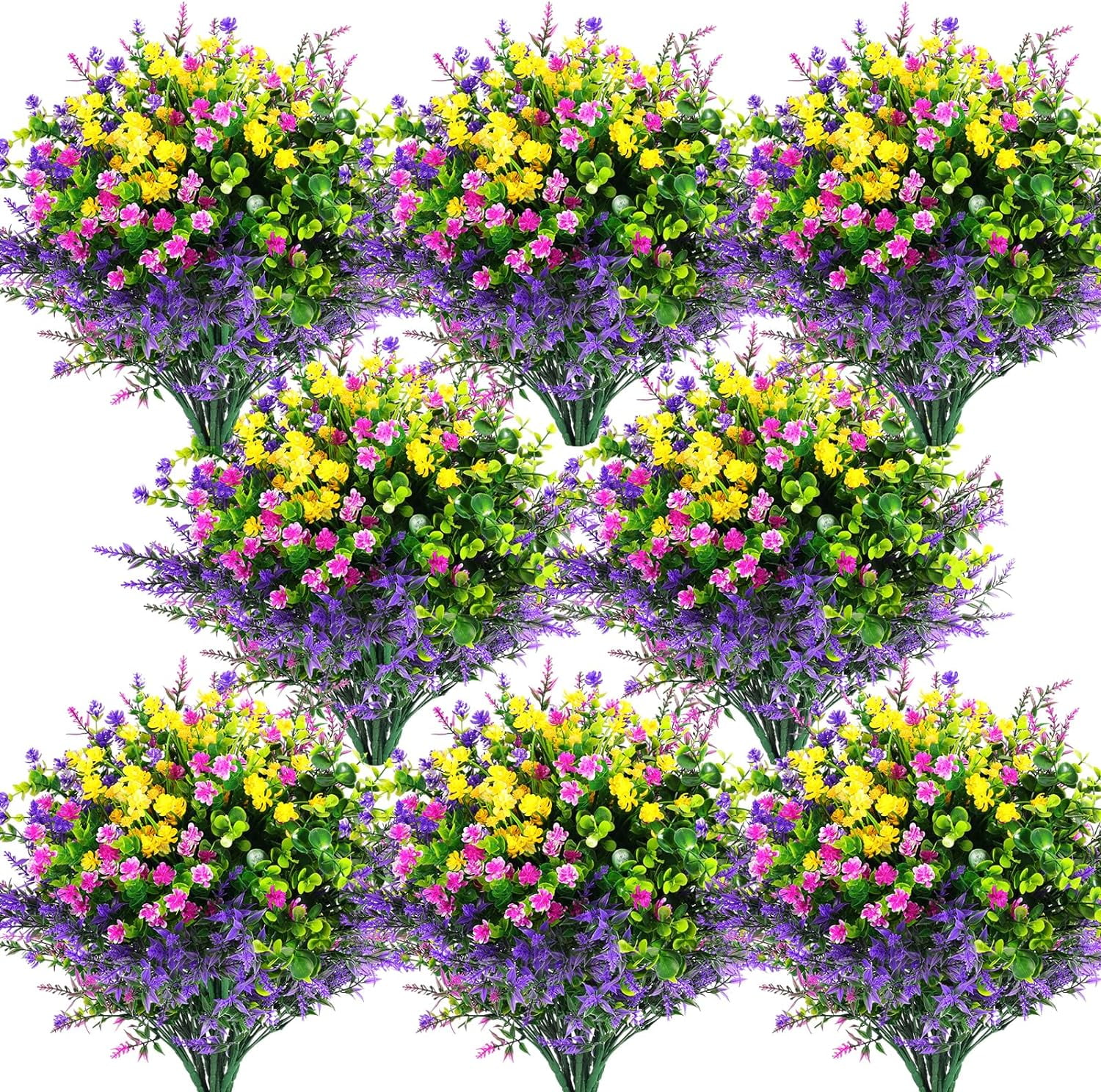 Bundles Artificial Flowers Outdoor, Faux Artificial Plants Shrubs ...