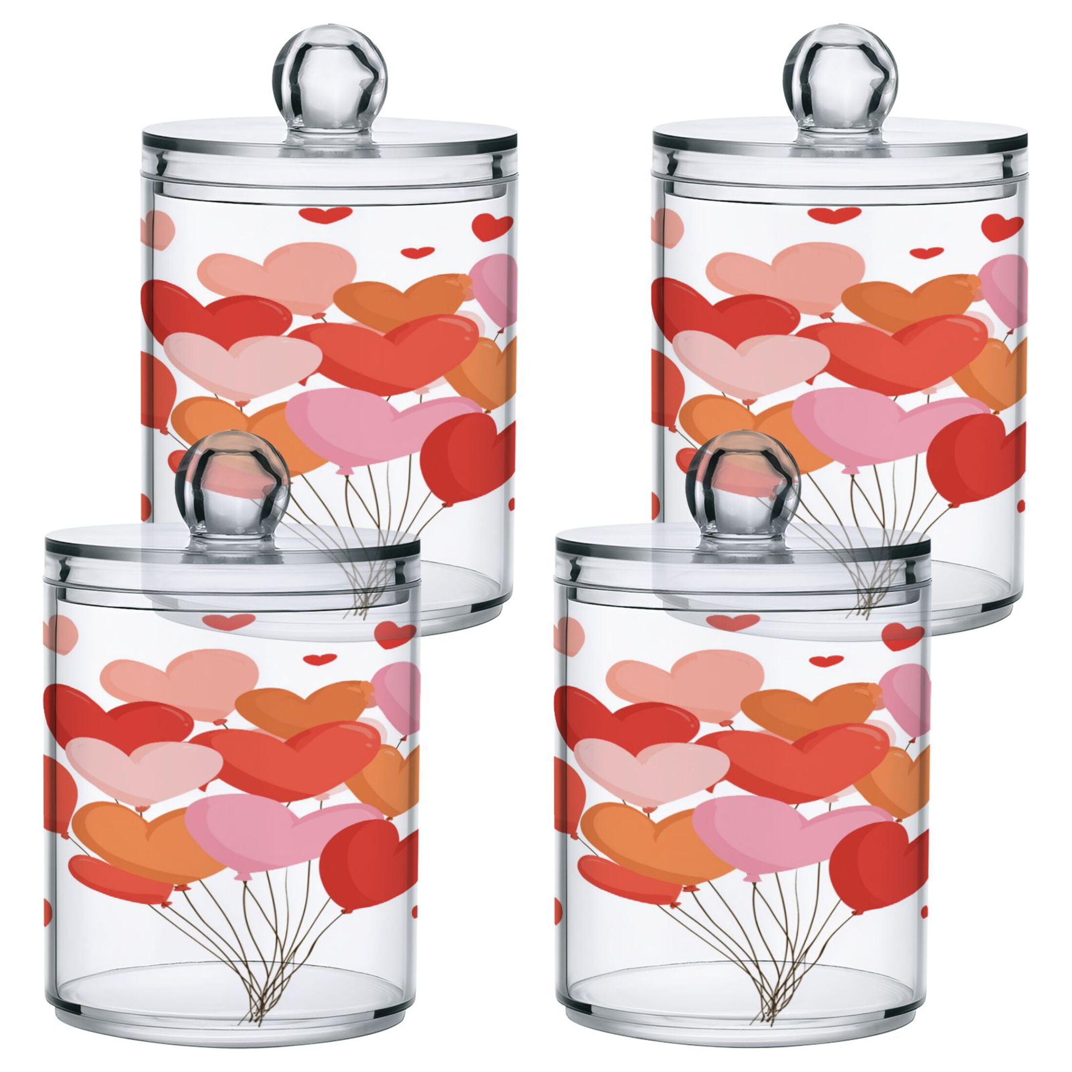 Bundles Of Heart-shaped Balloons Valentine Translucent Plastic Cans ...