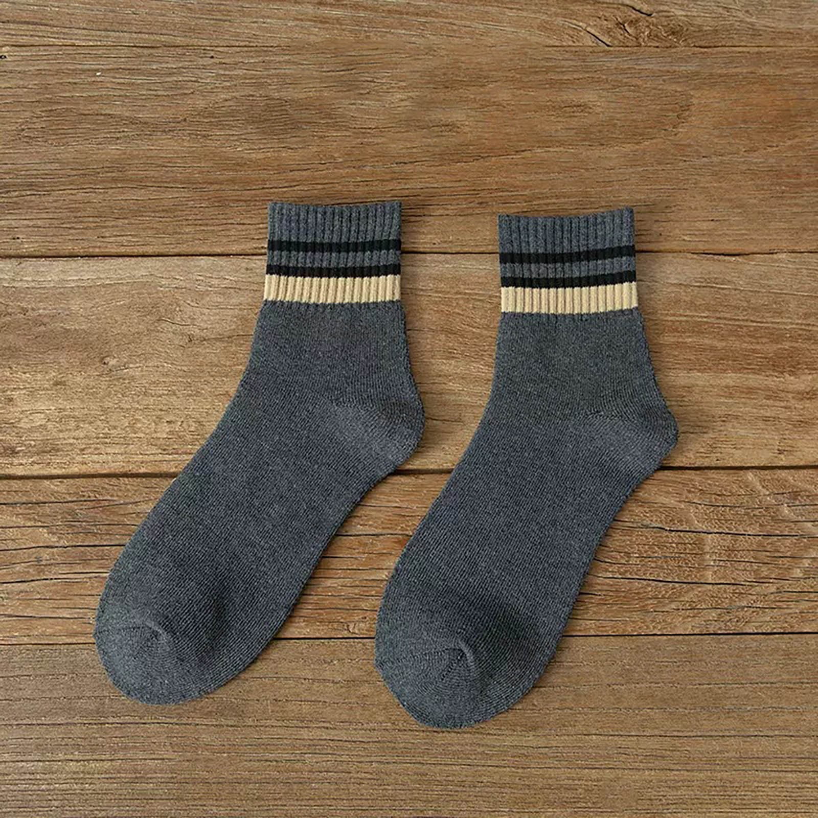 Bunenne Crew Socks Fuzzy Socks for Women Ankle Socks Striped Wool ...
