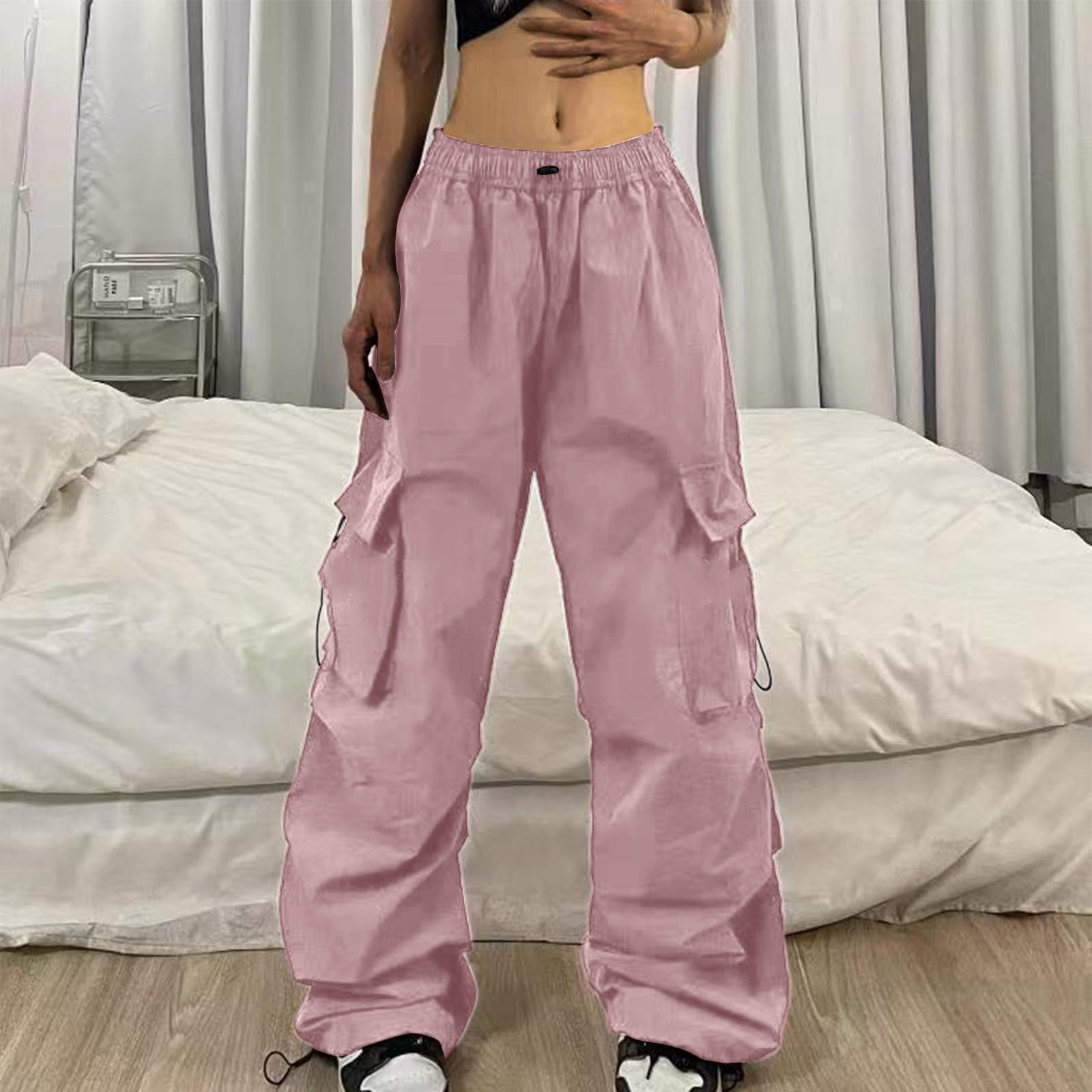 Bunenne Linen Pants for Women Palazzo Pants for Women Elastic High ...