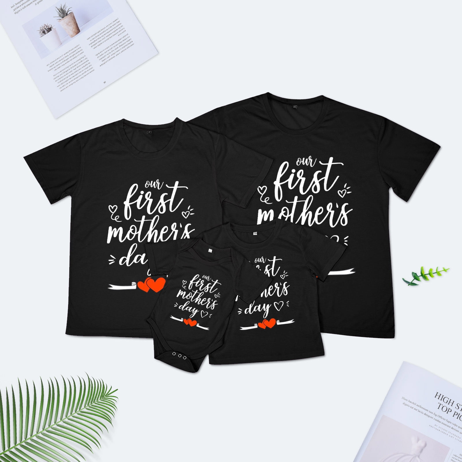 Bunenne Mother's Day Shirt Short Sleeve Shirts Mommy and Me Family Matching Outfits Mama Papa ...