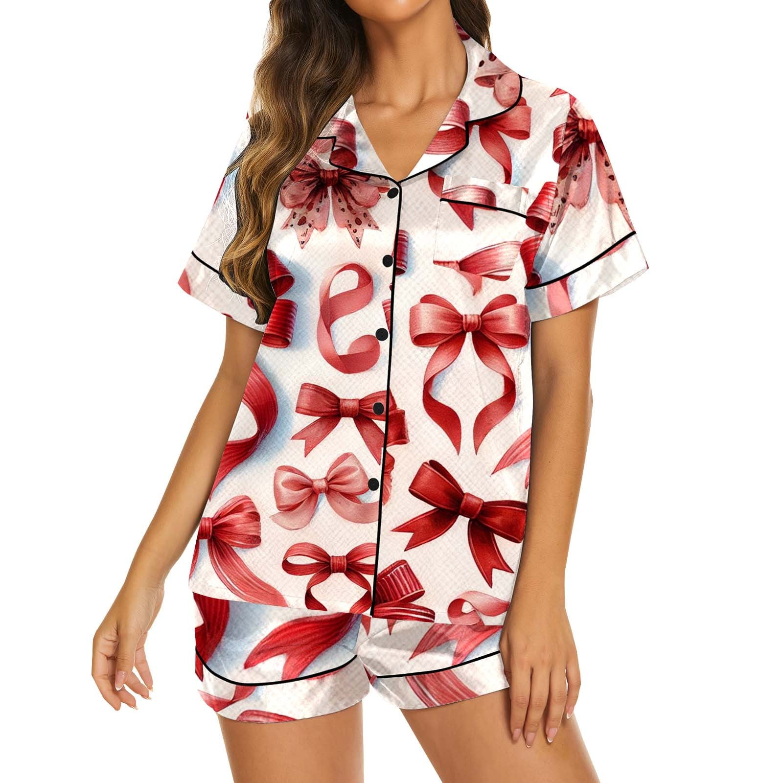 Bunenne Pajamas for Women Set Cotton Pajama Shorts Set Cotton Pajama 2 ...