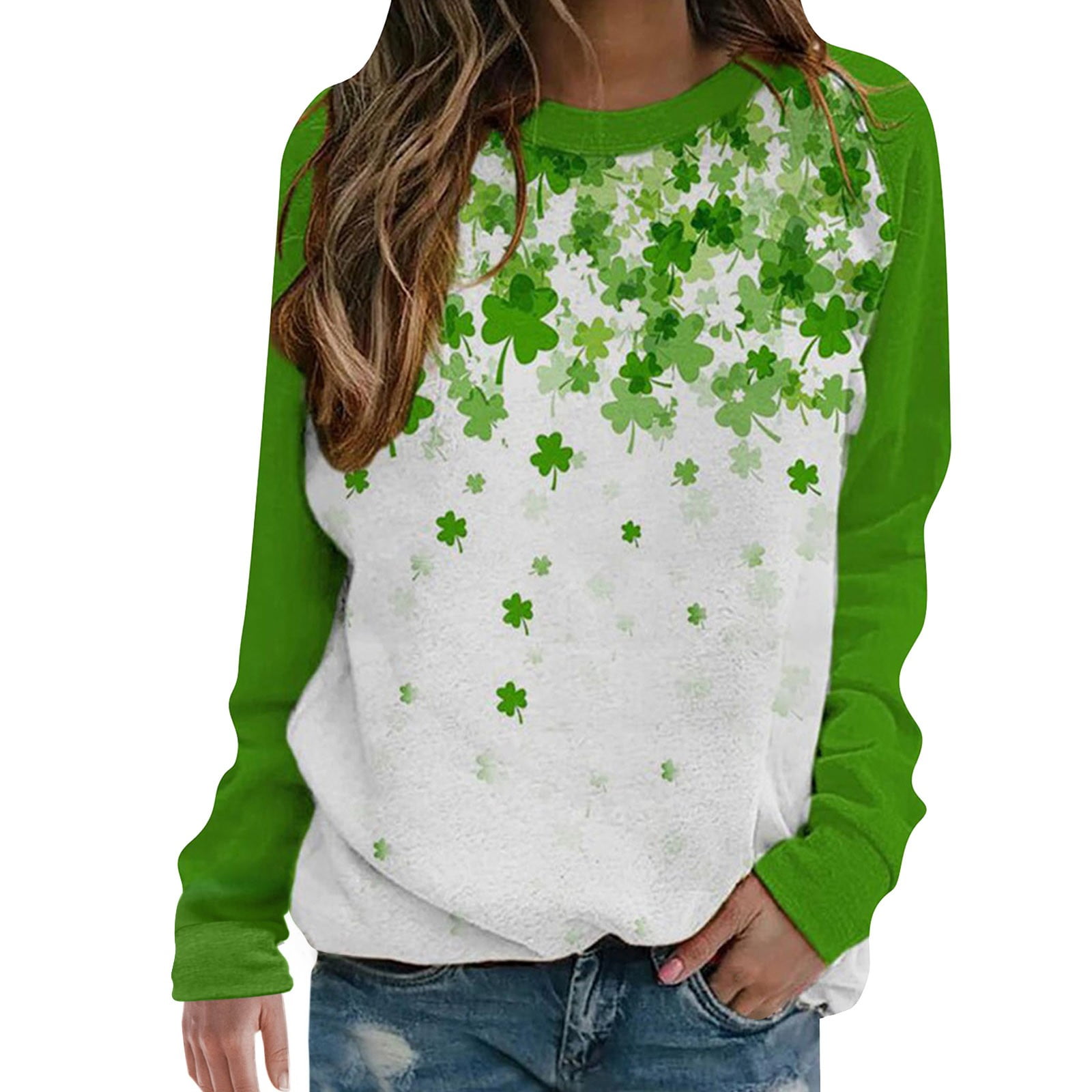 Bunenne St Patrick Day Sweatshirts Shamrock Sweatshirt Ladies Spring ...
