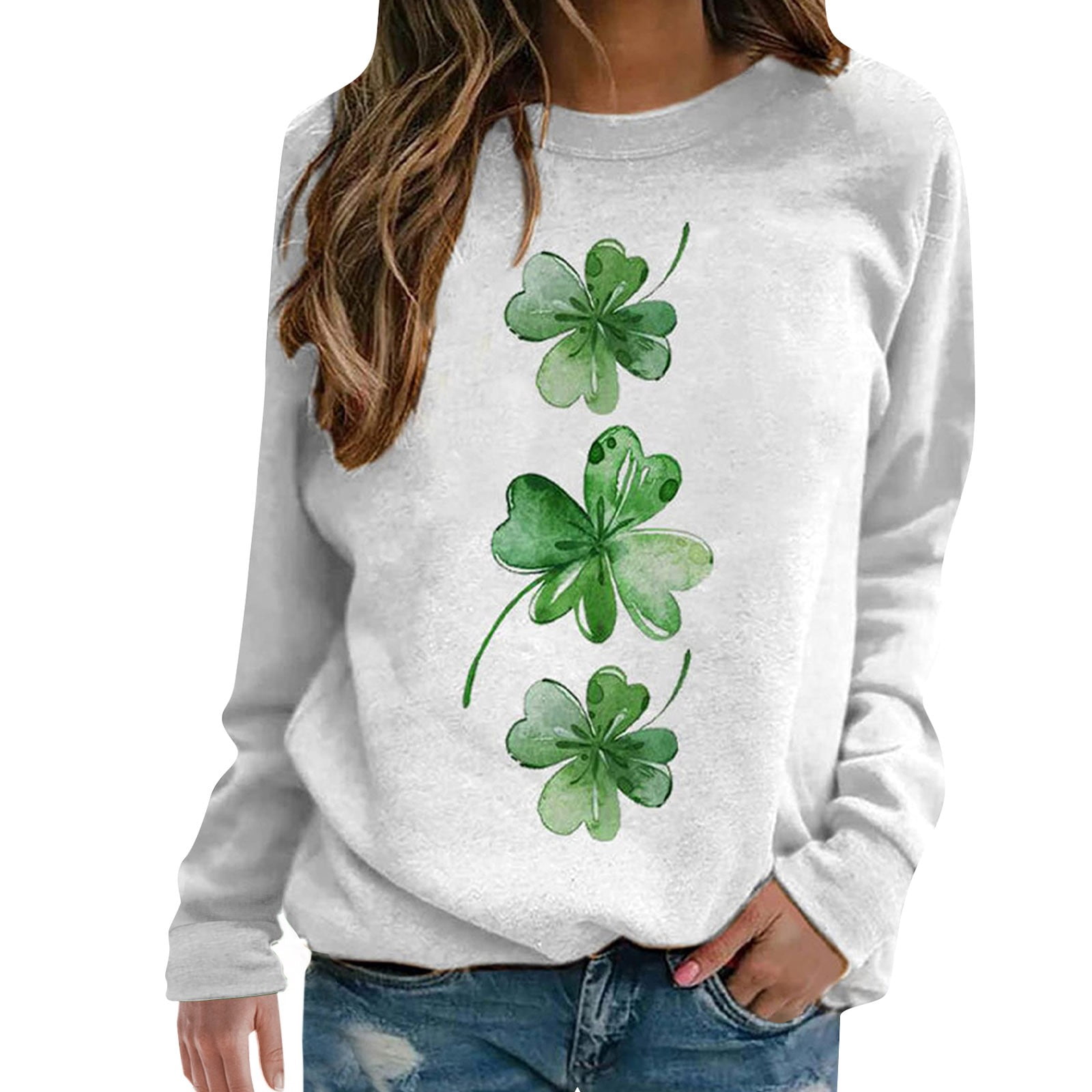 Bunenne St Patrick Day Sweatshirts Shamrock Sweatshirt Ladies Spring ...