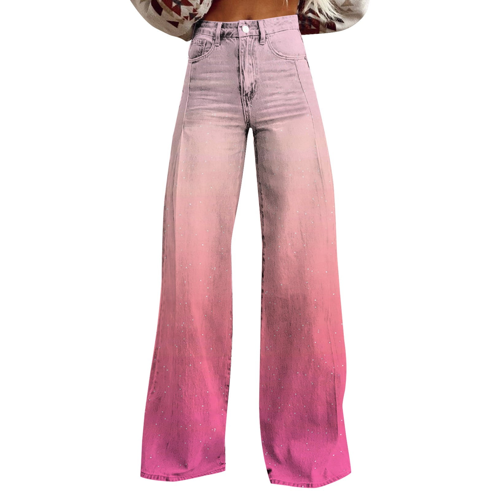 Bunenne Wide Leg Jeans Woman Wide Leg Pants Floral Patterned Pants ...