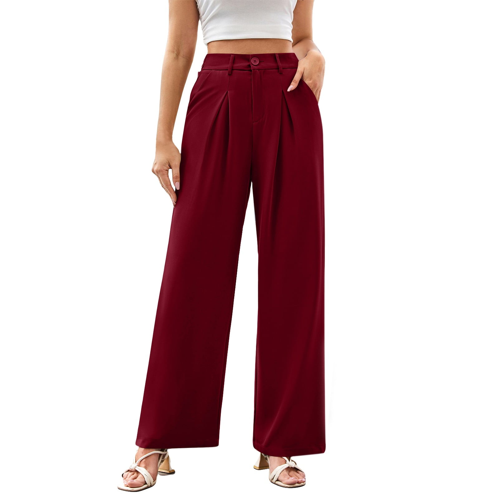 Bunenne Women Linen Pants，palazzo Pants for Women，flowy Pants for Women，women High Waist Palazzo ...