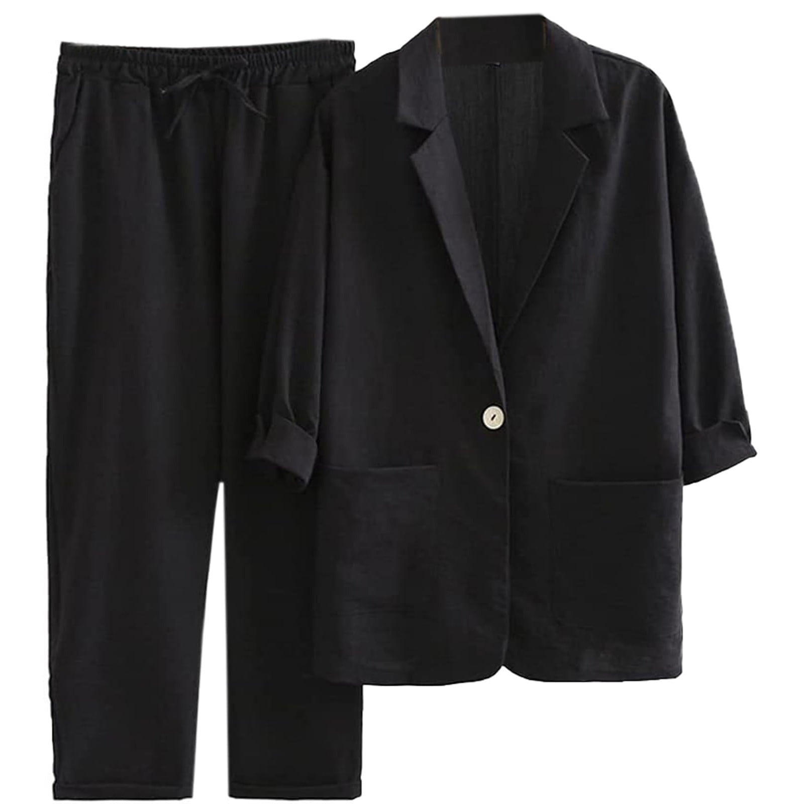 Bunenne Women Suits 2 Piece Set，linen Suits for Women，linen Outfits ...