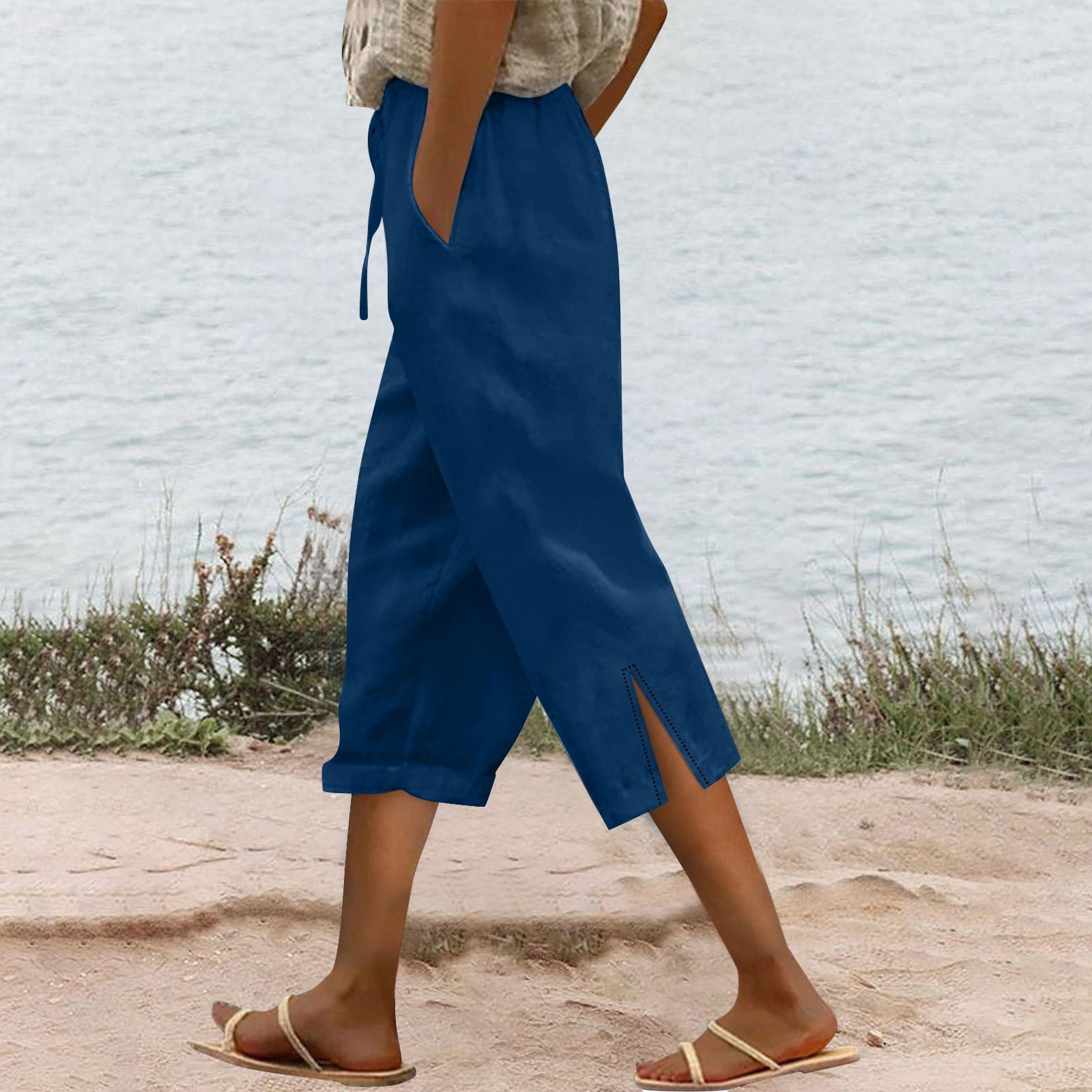 Bunenne Womens Pajama Pants Linen Pants Women's Linen Wide Leg Pants ...
