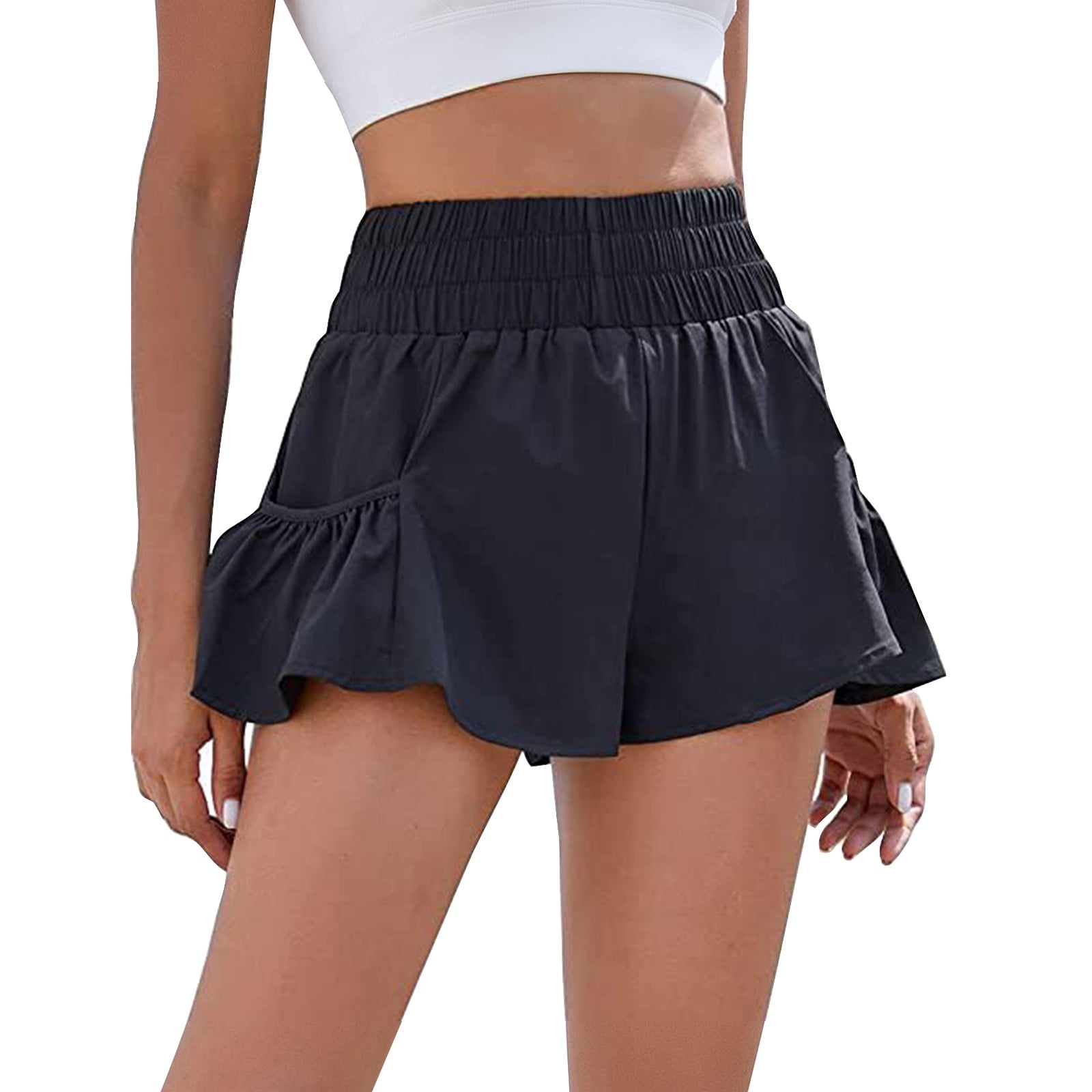 Bunenne Womens Shorts Ruffle Shorts Bloomer Shorts Women's High Waist ...