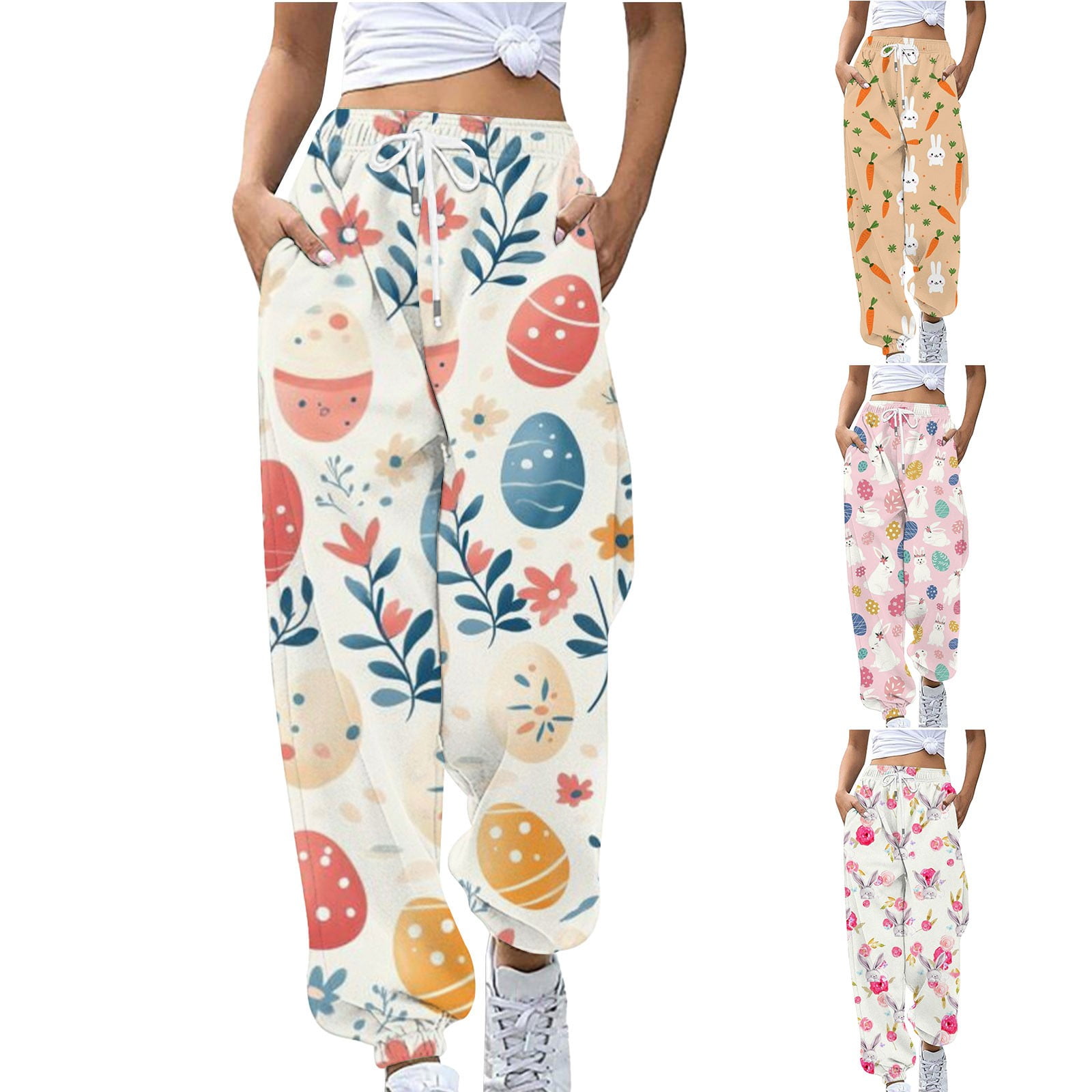 Bunenne Womens Sweatpants Wide Leg Sweatpants Women's Spring Easter ...