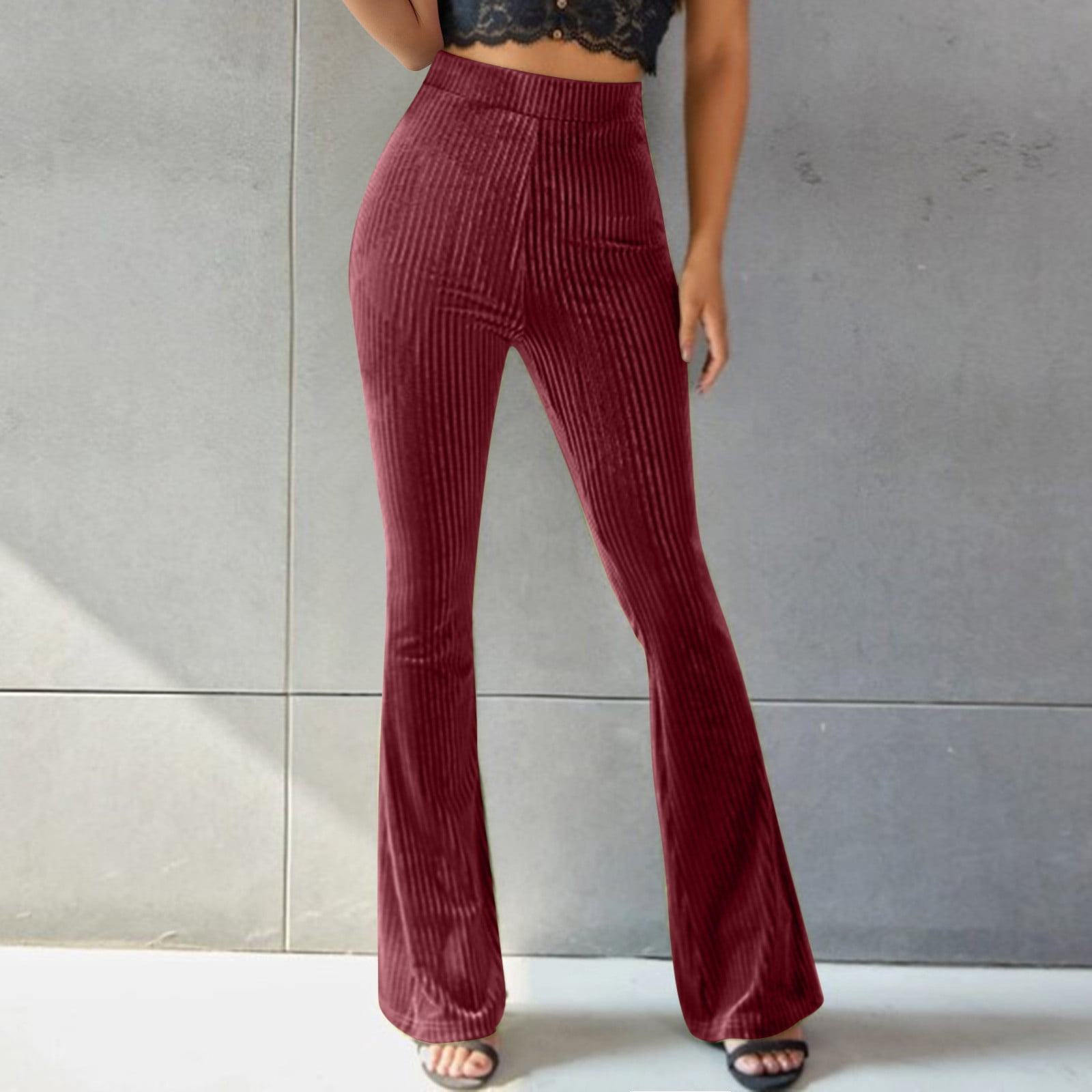 Bunenne Womens Wide Leg Pants Flared Yoga Pants Women's Velvet Elastic ...