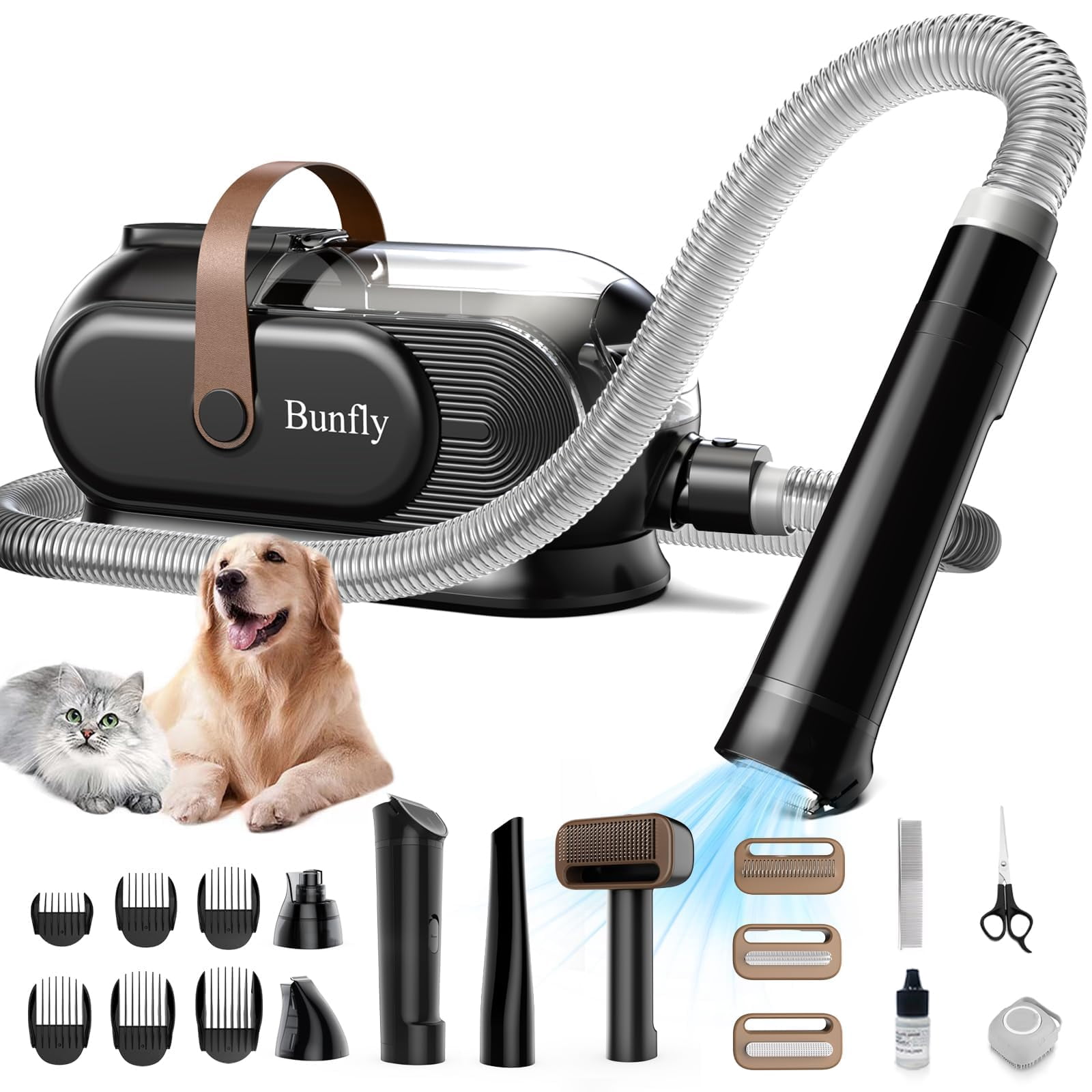 Bunfly Dog Grooming Kit with 13000kpa ATT1Strong Grooming & Vacuum ...