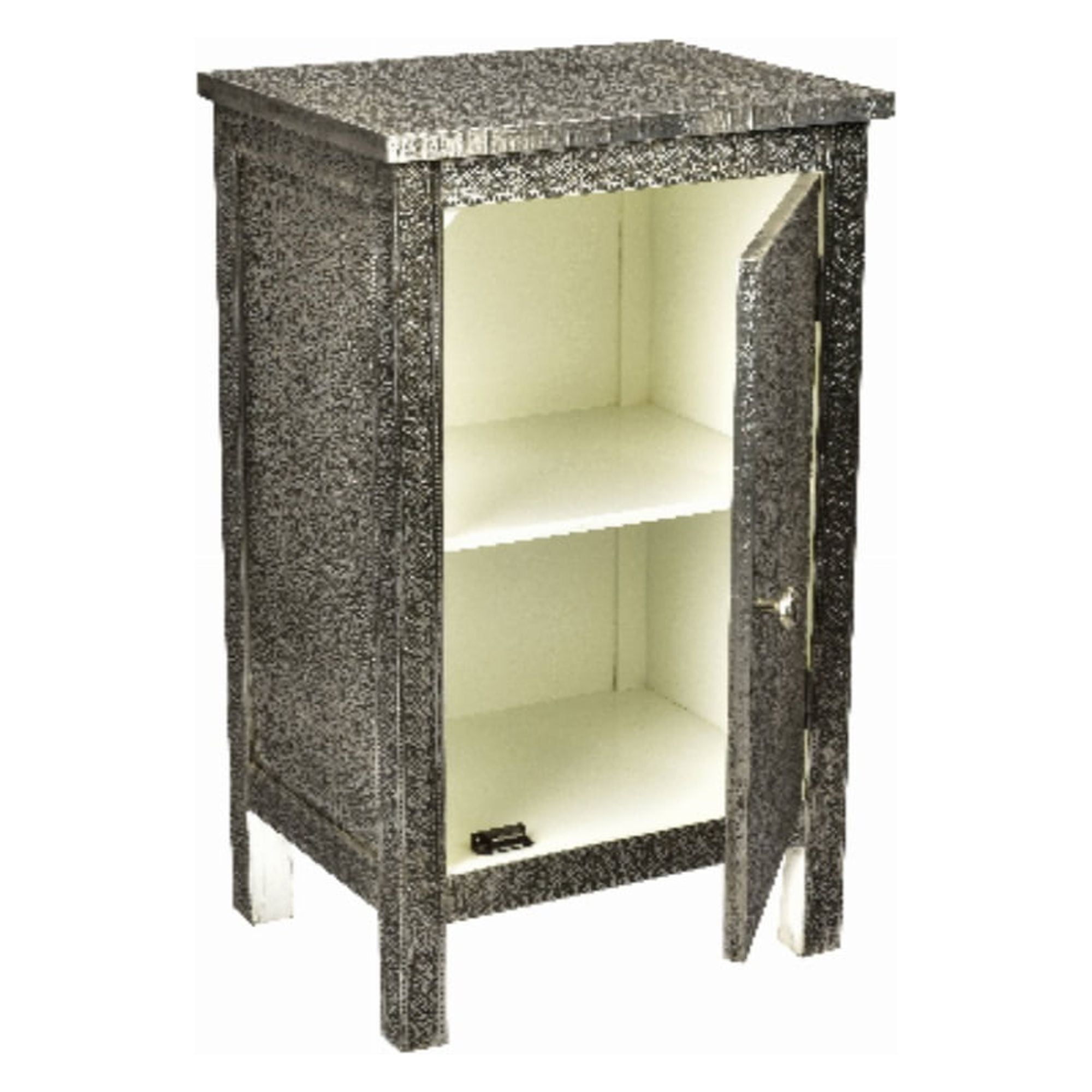 Spitiko Homes Bedside Table with door Babool Wood Gold Akashia 17x13x28 ...