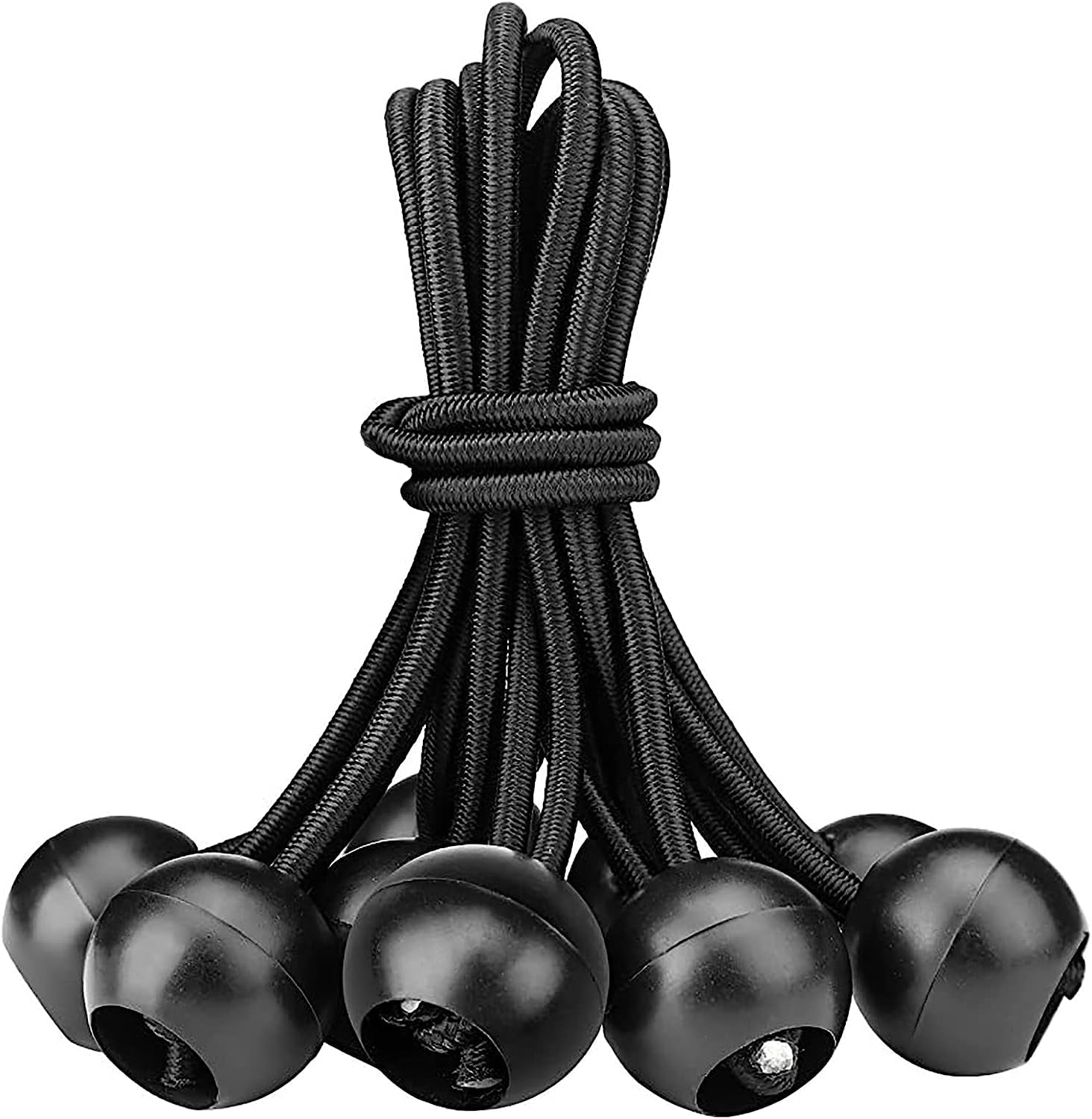 Bungee Balls Cord 6 inch Black Heavy Duty, 10 Piece, High Elastic Real ...