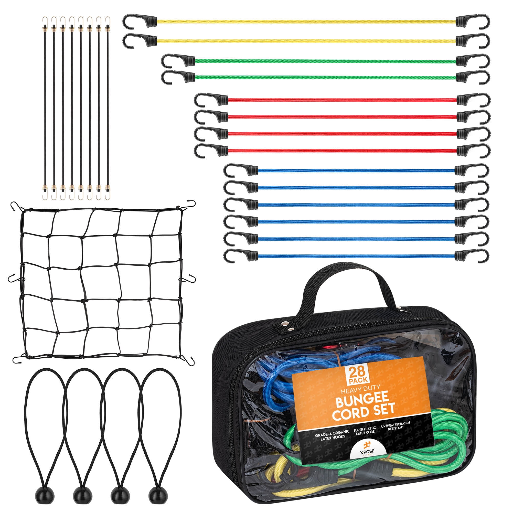 Bungee Cords Heavy Duty Outdoor - Set of 28 Bungee Cords Assorted Sizes ...