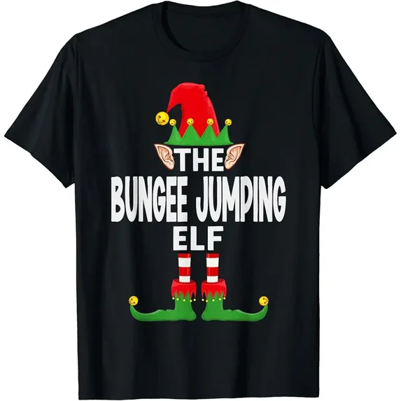 Bungee Jumping Elf Family Christmas Pajama Party Extreme Fun Unisex T ...