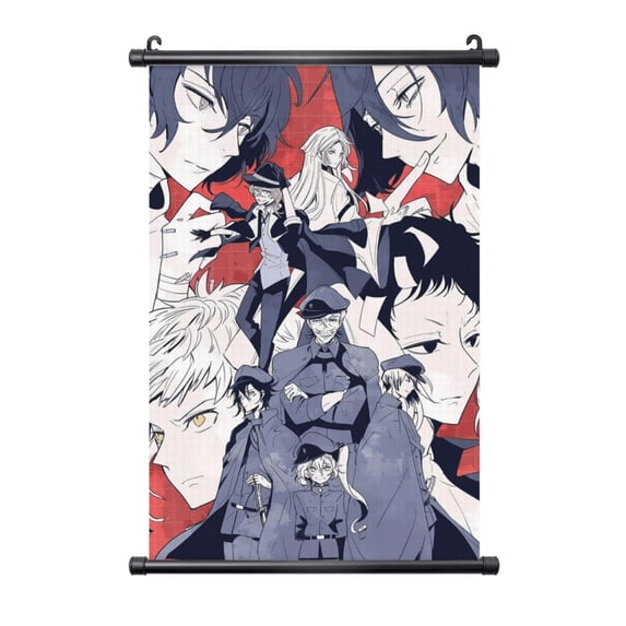 Bungo Stray Dogs Anime Black Plastic Shaft Hanging Poster Decor Canvas ...