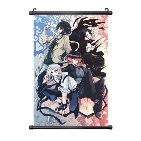 Bungo Stray Dogs Anime Black Plastic Shaft Hanging Poster Decor Canvas ...