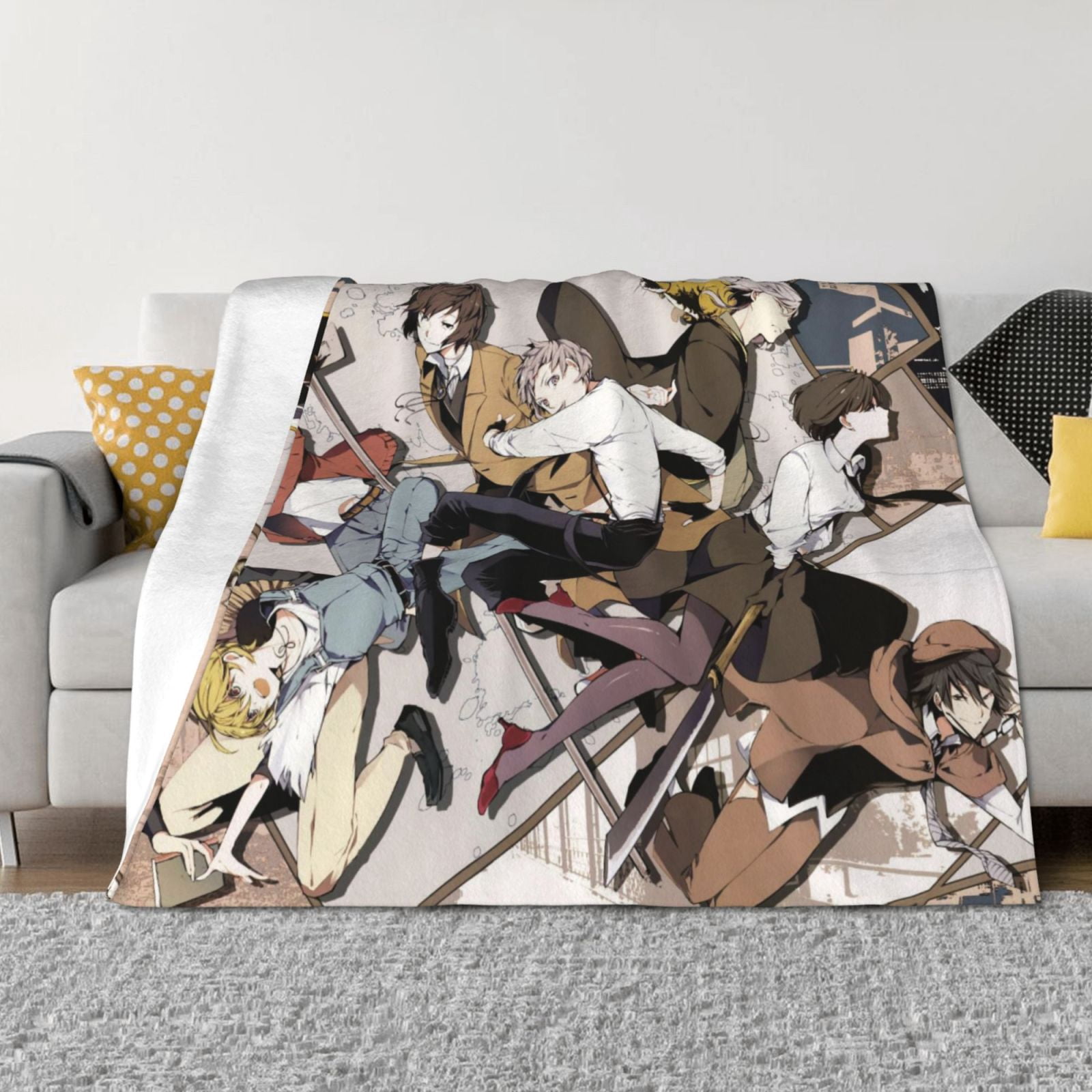 Bungo Stray Dogs Characters Blanket Cozy Ultra-Soft Micro Flannel Throw ...